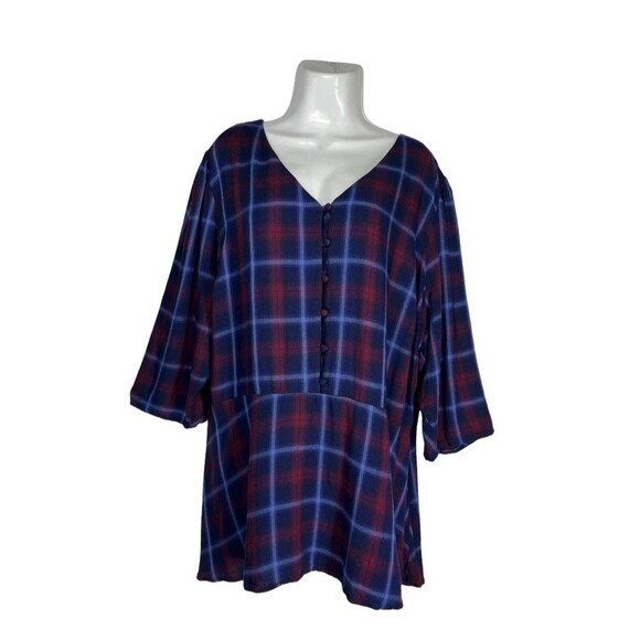 Lane Bryant | Tops | Lane Bryant Plus Size 26 Plaid Tunic Top V Neck 34 ...